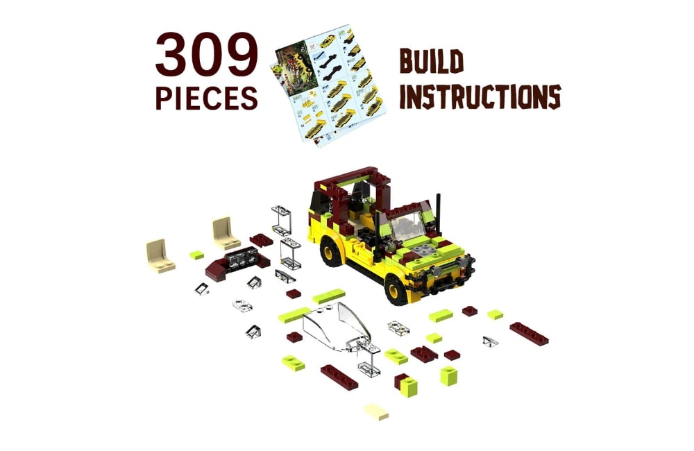 Jurassic Park Jeep Building Blocks - GSB Toy Cars